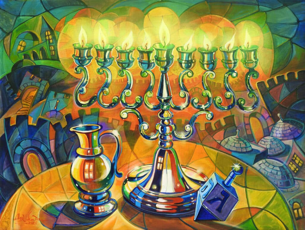 Original Oil Painting: Hanukkah in Jerusalem - Jewish Festival of ...