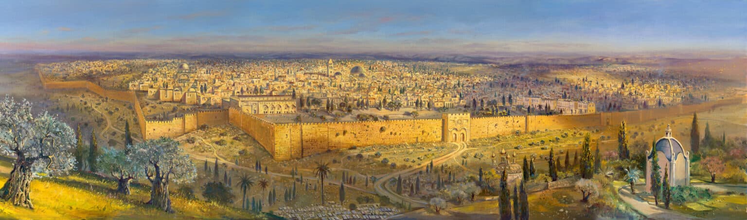 Jerusalem Painting: Old Jerusalem behind the olive tree by Alex Levin