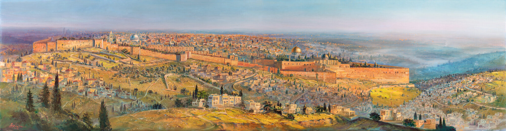 Jerusalem Painting: Birds Eye View of Jerusalem - Alex Levin