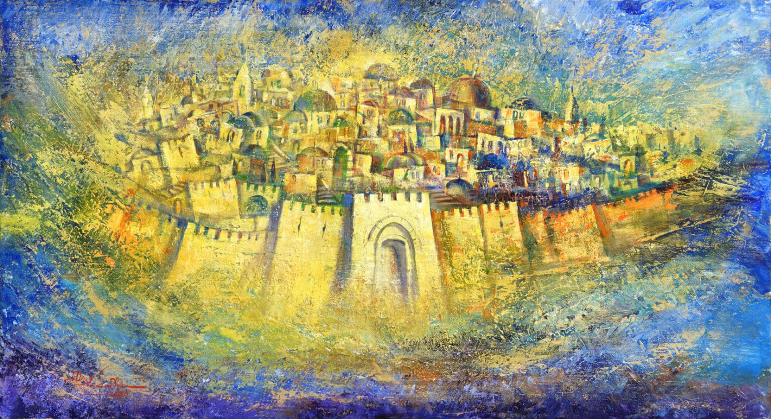 Abstract Jerusalem Painting: Jerusalem of Gold by Alex Levin