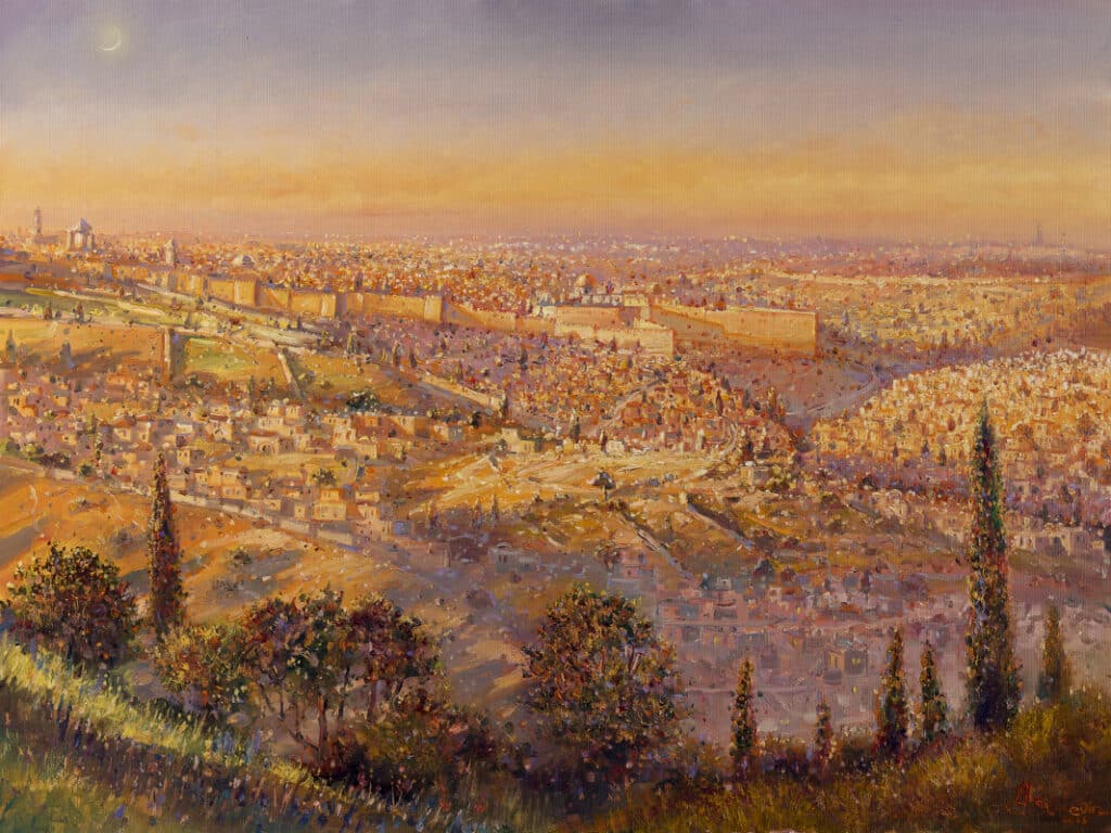 Jerusalem Painting: Old Jerusalem behind the olive tree - Alex Levin
