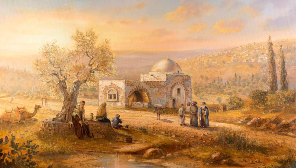 Jewish Painting: Dancing with Torah at the Venice Synagogue - Alex Levin