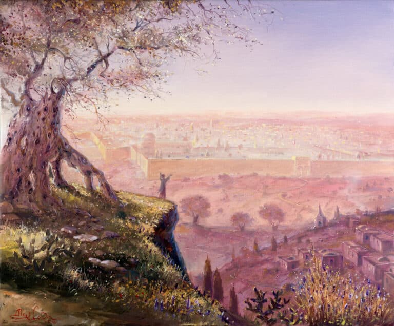 Jerusalem Painting: Old Jerusalem behind the olive tree - Alex Levin