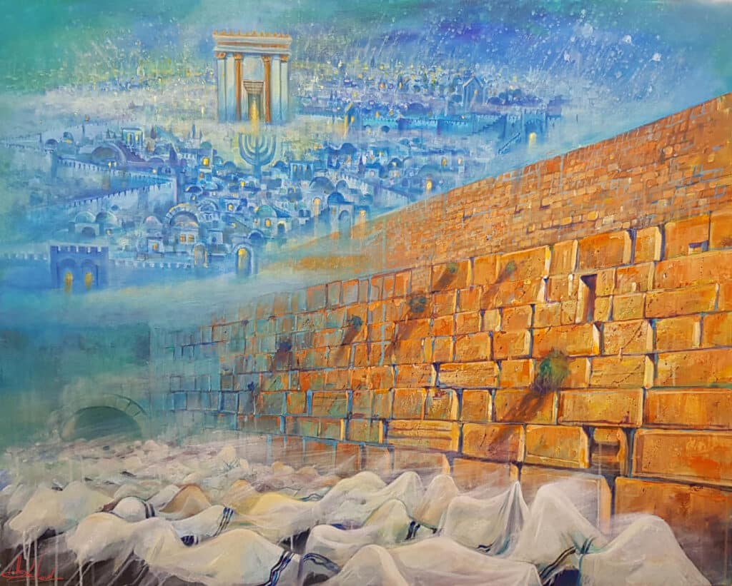 Jerusalem Painting: Welcoming the sunrise in Jerusalem - Alex Levin