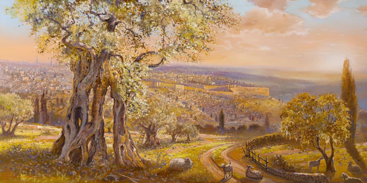 Jerusalem Painting: Old Jerusalem behind the olive tree by Alex Levin