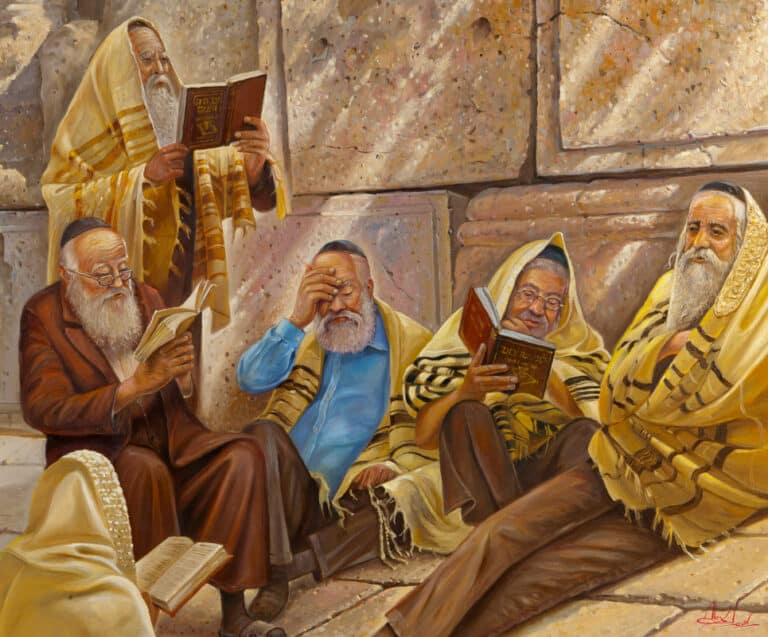 Jewish Painting: Silence of Tesha be Av near the Kotel in Jerusalem by ...