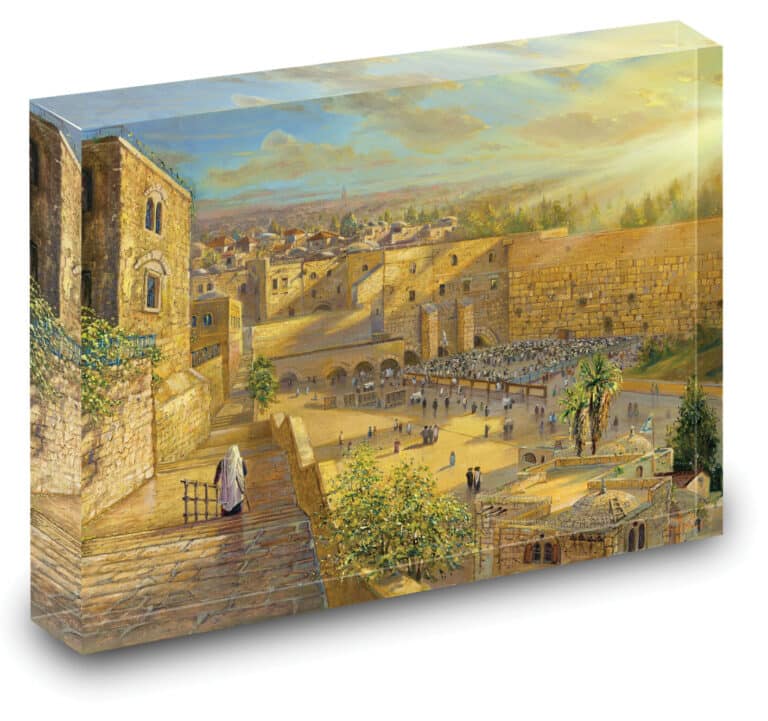Acrylic Block Sculpture - Sunrise behind the Kotel in Jerusalem by Alex ...