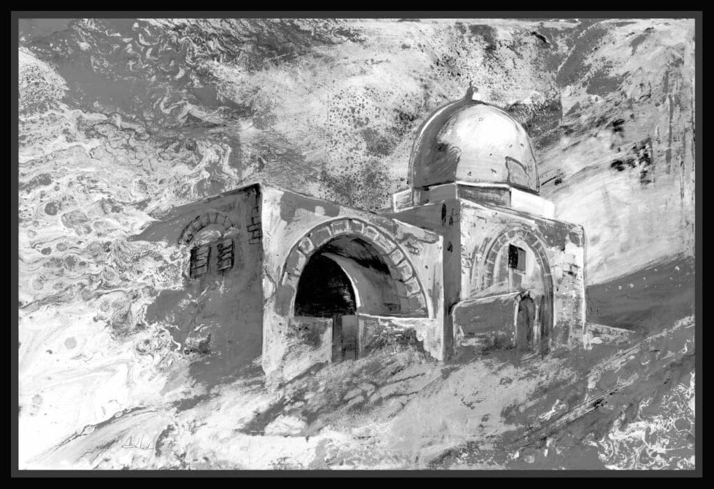Jewish Monochrome Painting: The Tomb of the Matriarch Rachel by Alex Levin