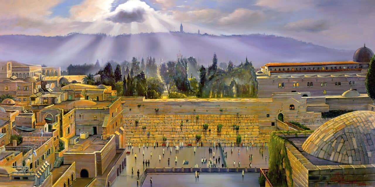 Jerusalem Painting: Sunset over Migdal David in Jerusalem by Alex Levin
